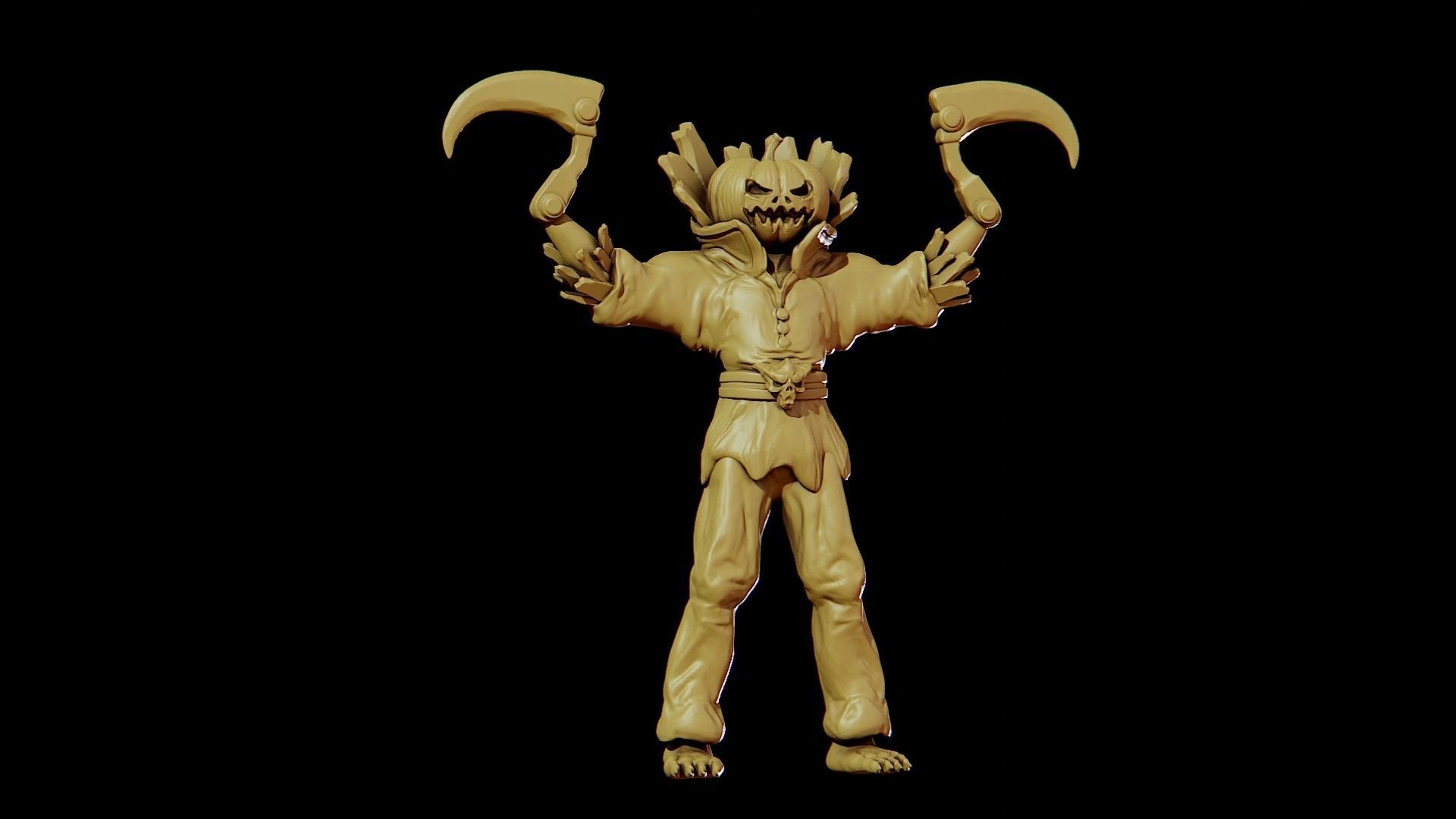 Pumpkin Scarecrow with sickles 3D model 3D printable | CGTrader