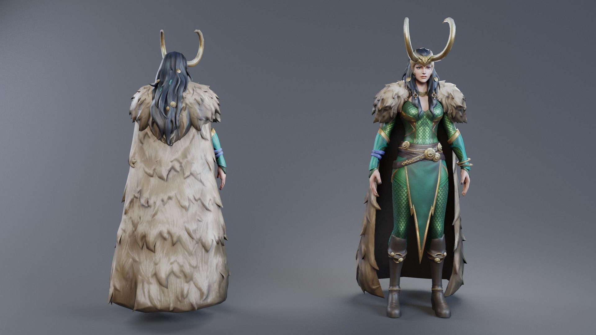 Lady Loki rigged 3D model rigged | CGTrader