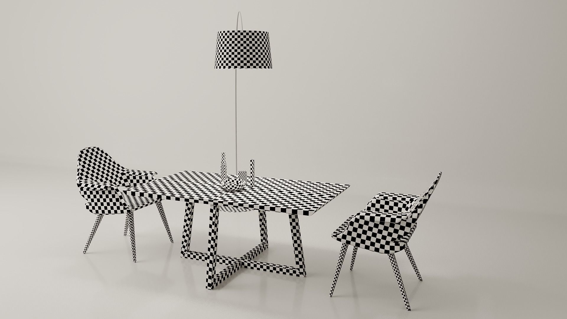 Monochrome Dining Table Set 3D model | CGTrader