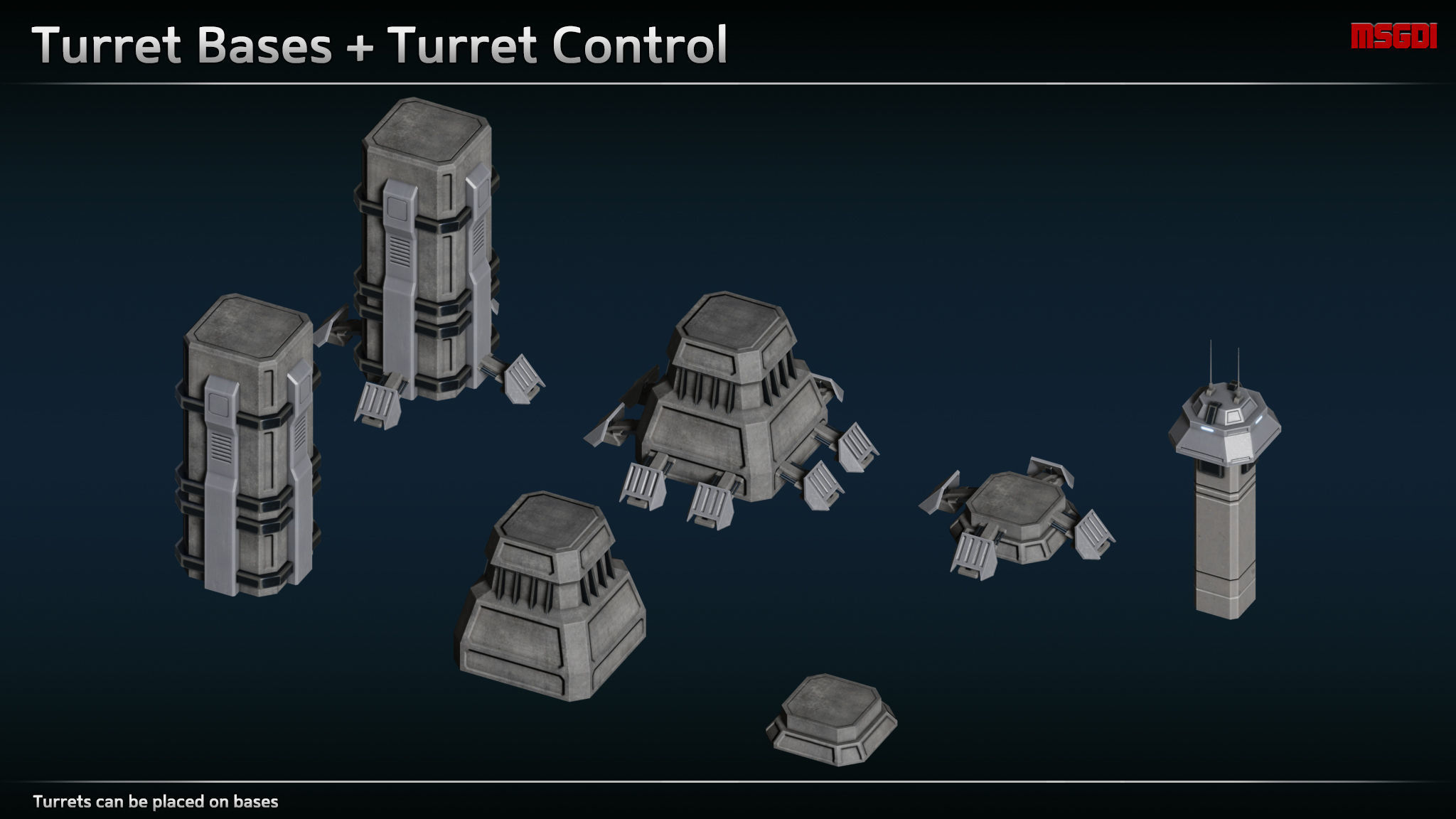 3D model Scifi Modular Turrets VR / AR / low-poly | CGTrader