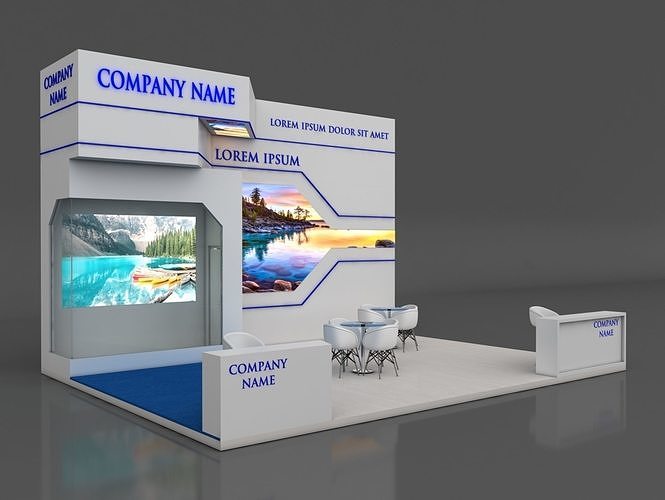 Booth Exhibition Stand Stall 6x8m Height 500 cm 3 Side Open 3D model ...