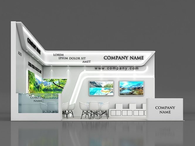Booth Exhibition Stand Stall 5X7m Height 400 cm 2 Side Open 3D model ...