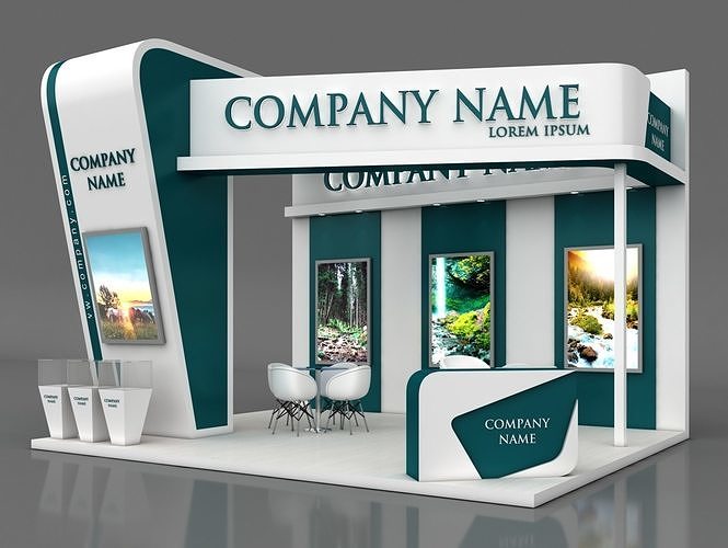 Booth Exhibition Stand Stall 5X6m Height 450 cm 3 Side Open 3D model ...