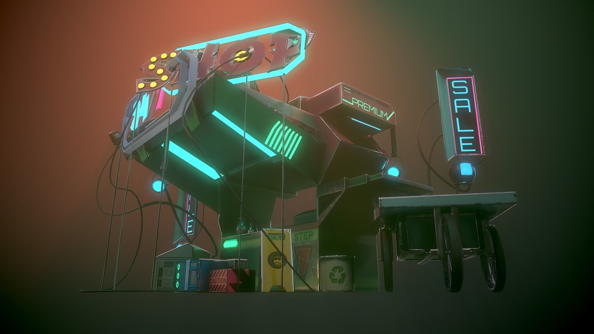 3D model Sci-fi Shop VR / AR / low-poly | CGTrader