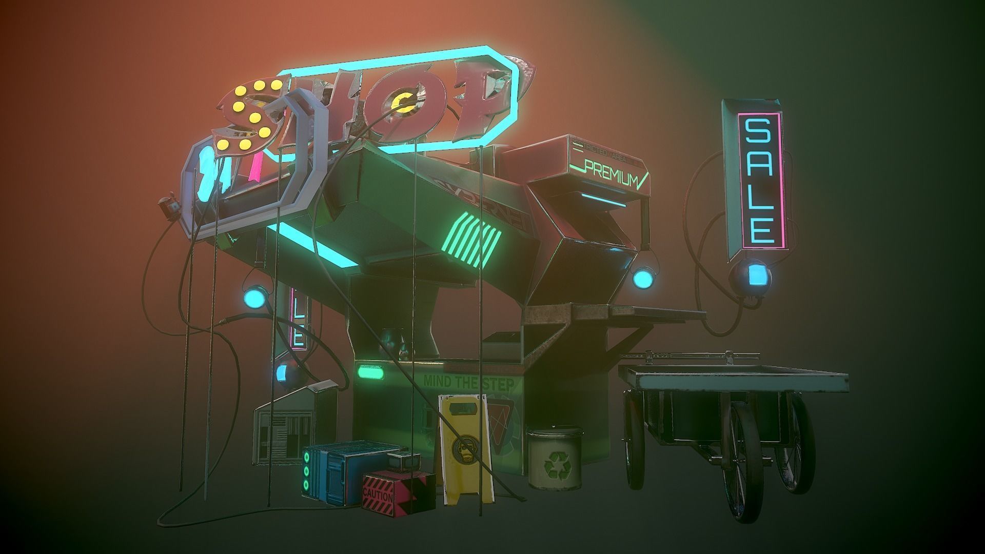 3D model Sci-fi Shop VR / AR / low-poly | CGTrader