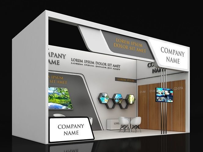 Booth Exhibition Stand Stall 4X8m Height 450 cm 1 Side Open 3D model ...