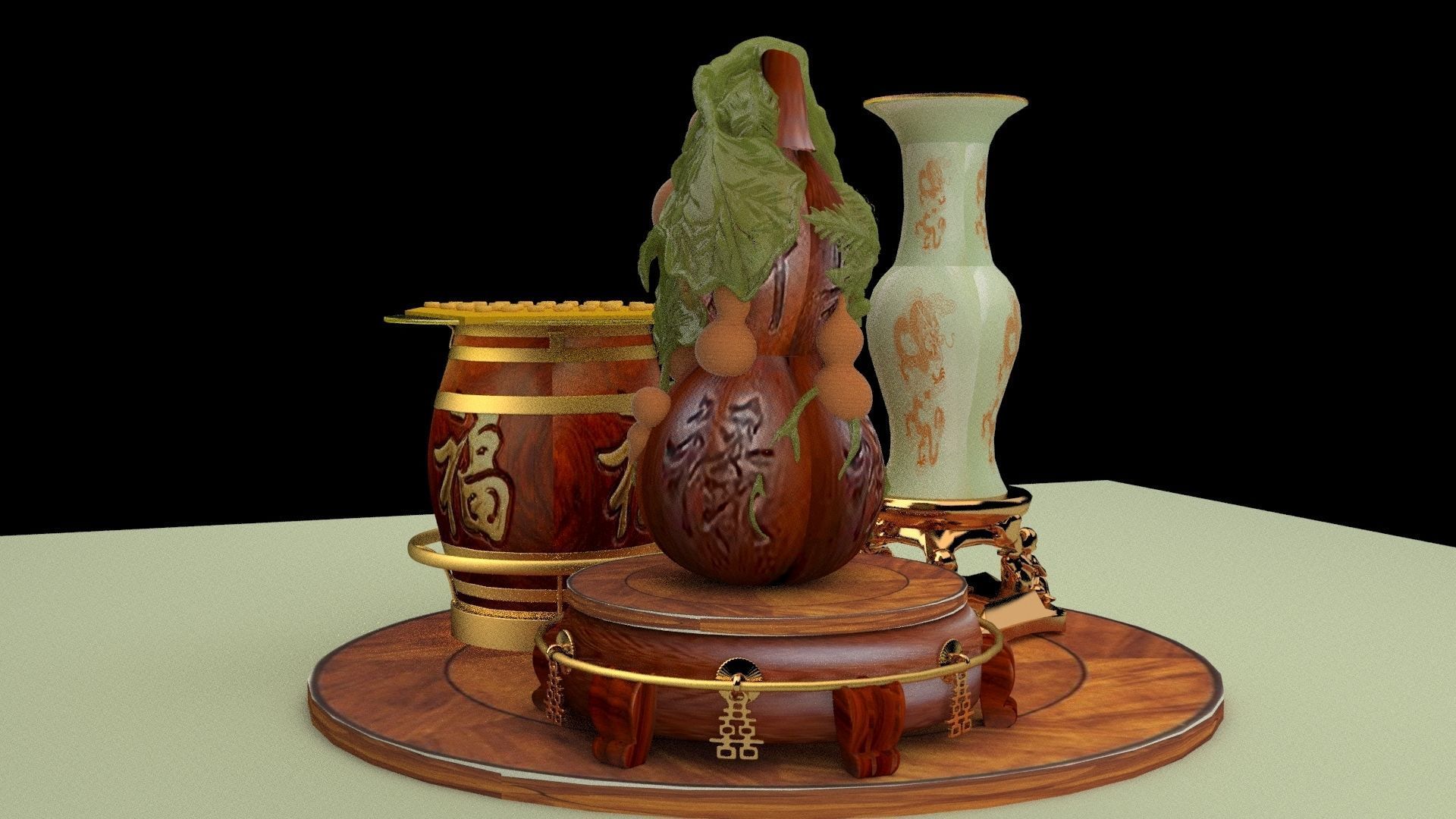 chinese gourd display stand 3D model | CGTrader