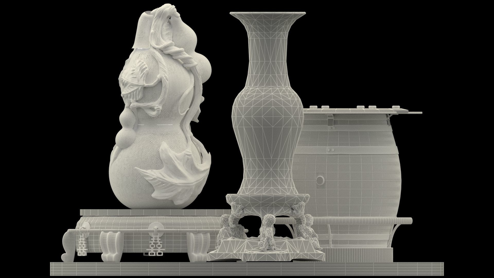 chinese gourd display stand 3D model | CGTrader