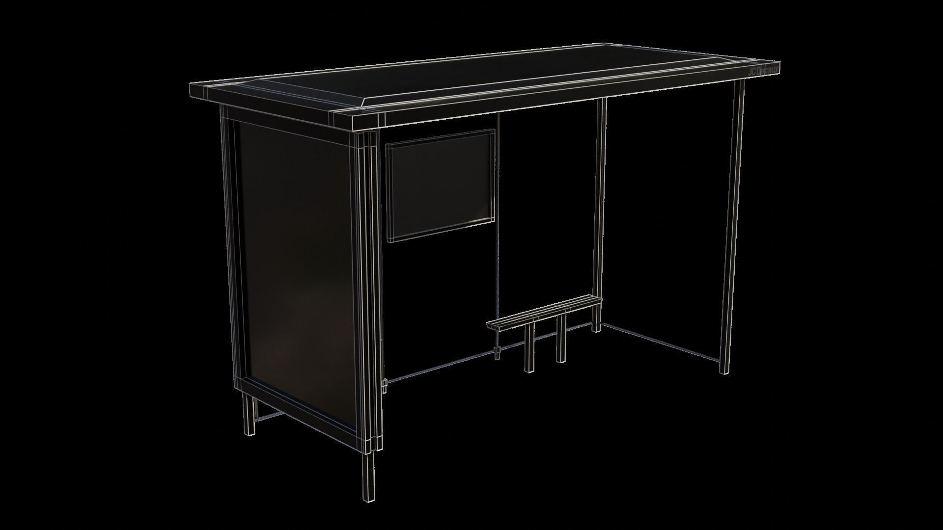 3D model Low Poly Realistic Bus Stop with Textures VR / AR / low-poly ...