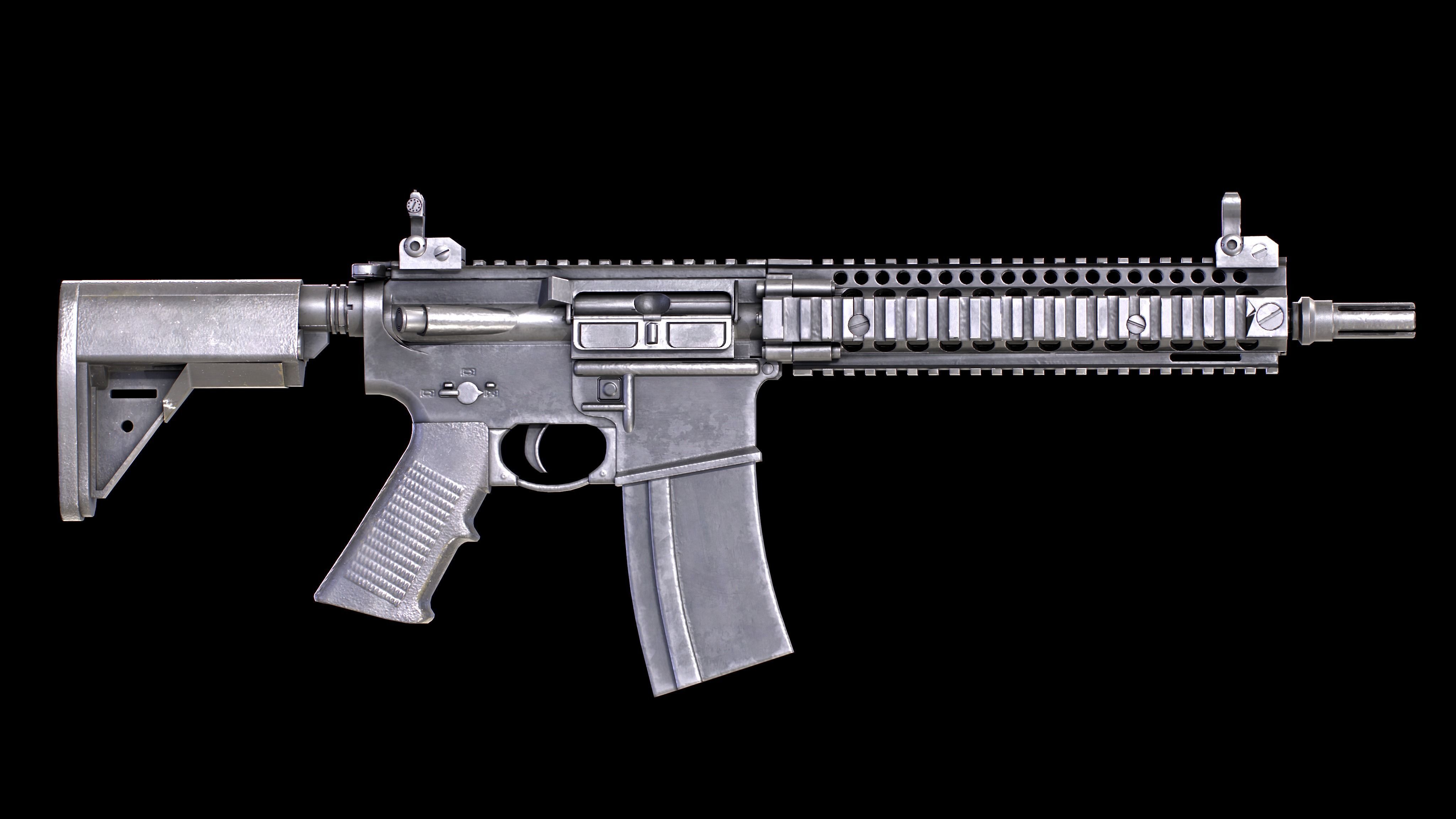 3D model MK-18 Rifle PBR Worn VR / AR / low-poly | CGTrader