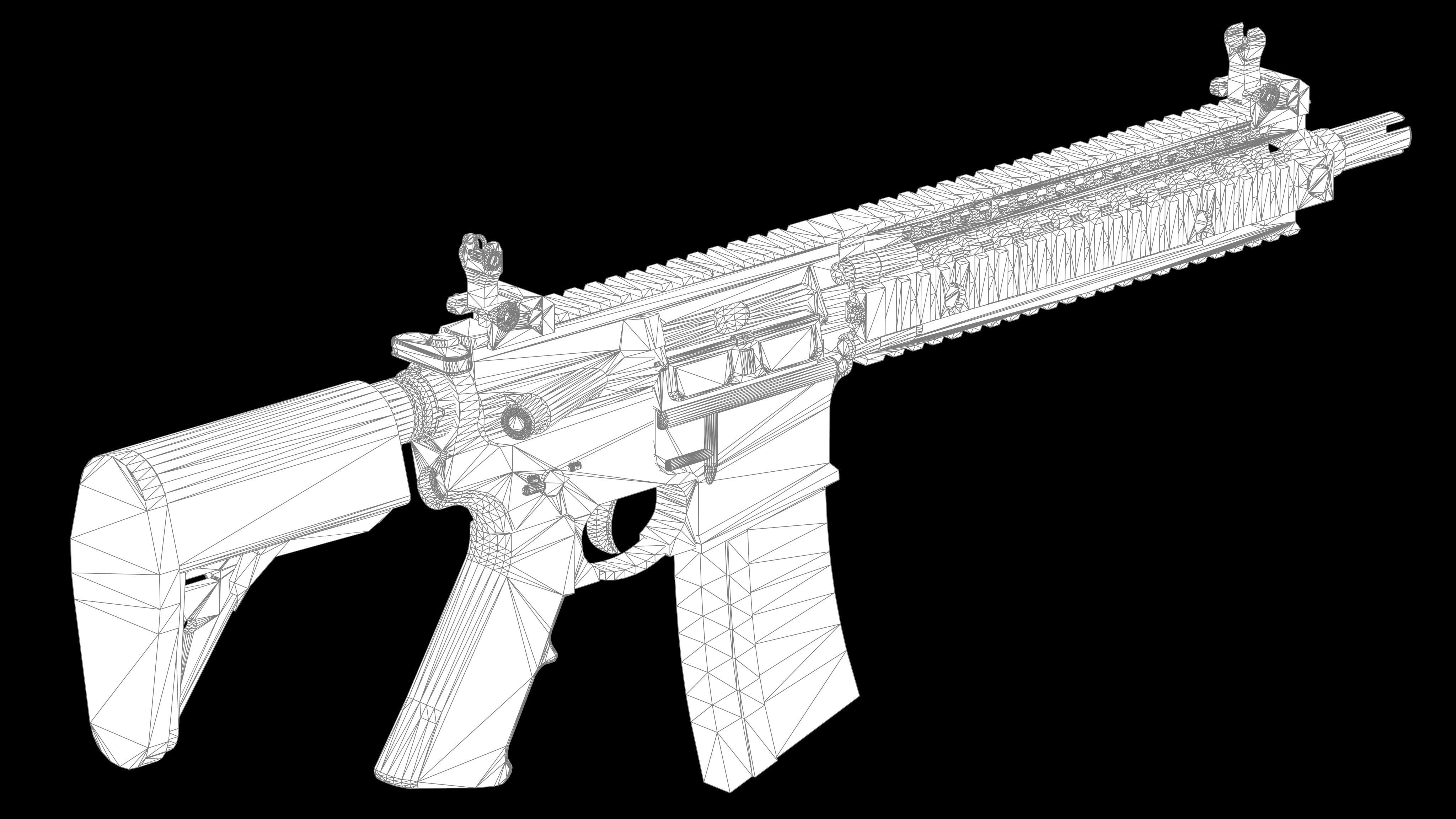 3D model MK-18 Rifle PBR Worn VR / AR / low-poly | CGTrader