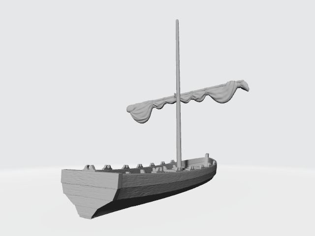 Medieval small boat with sail or for oars 3D model 3D printable | CGTrader