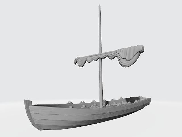 Medieval small boat with sail or for oars 3D model 3D printable | CGTrader