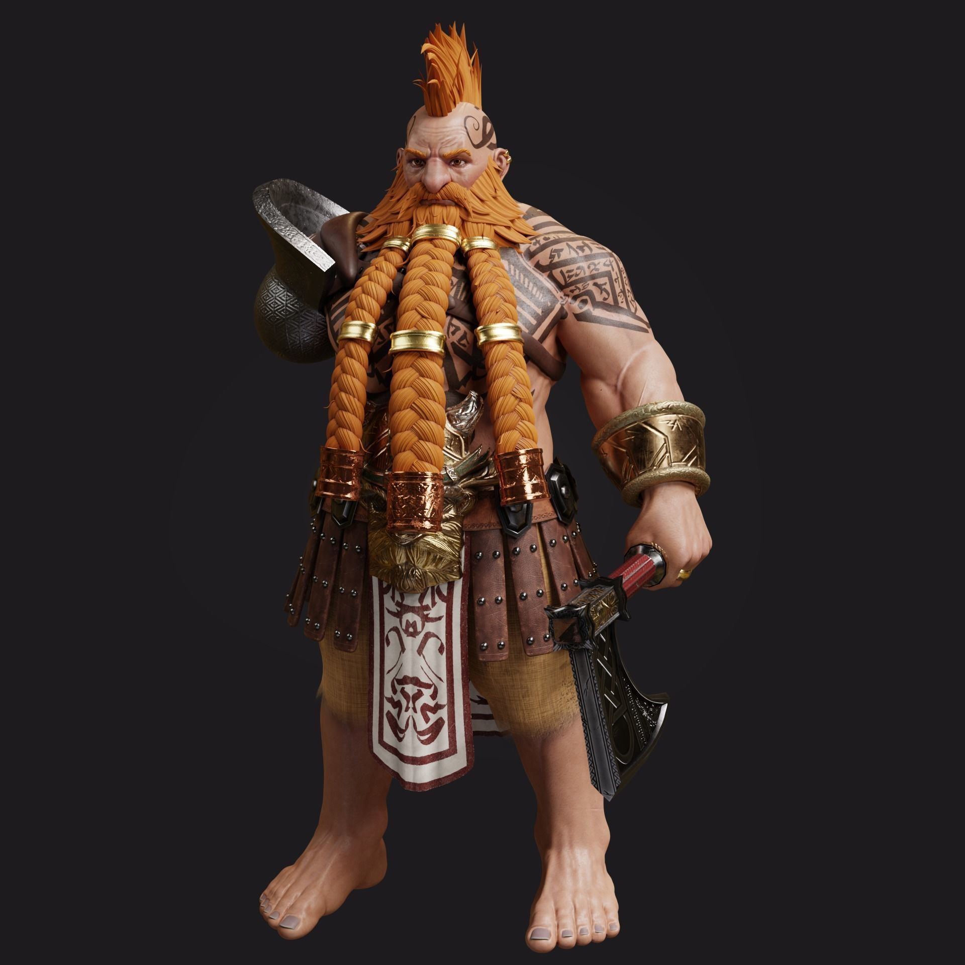 Dwarf One-Arm Warrior 3D model | CGTrader