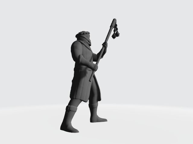 Medieval infantry with flail pole weapon 3D model 3D printable | CGTrader