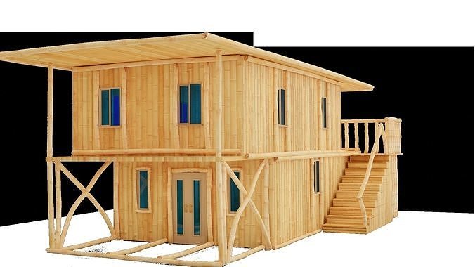 3D model Stylized Bamboo houses VR / AR / low-poly | CGTrader