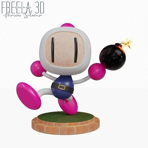 Bomberman character holding bomb 3D model | CGTrader