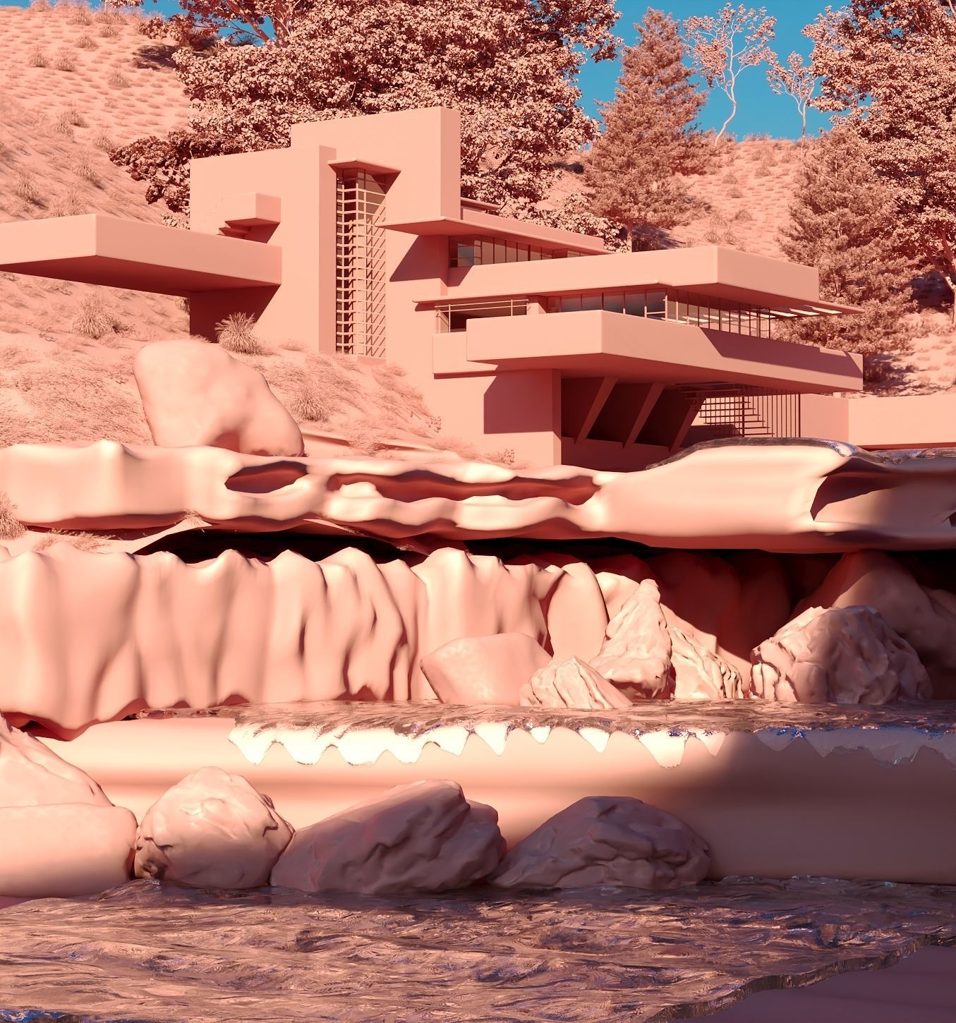 Fallingwater House by Frank Lloyd Wright free 3D model | CGTrader