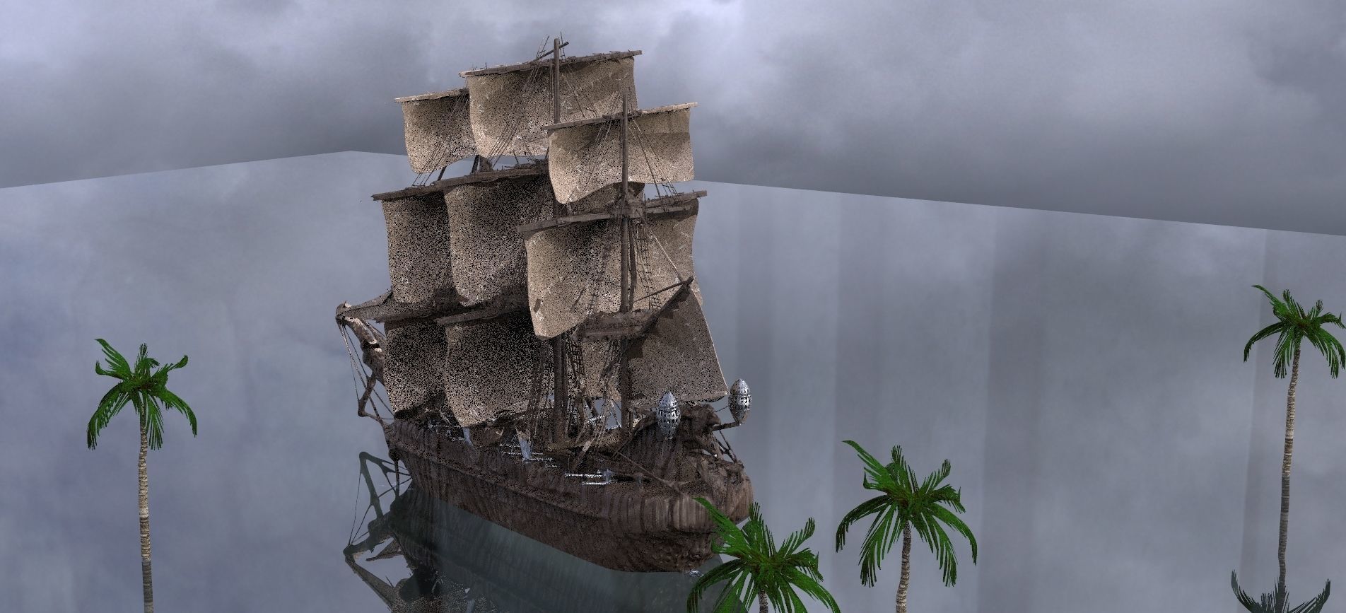 Ancient pirate Port Tortuga Kit bash 3D model | CGTrader