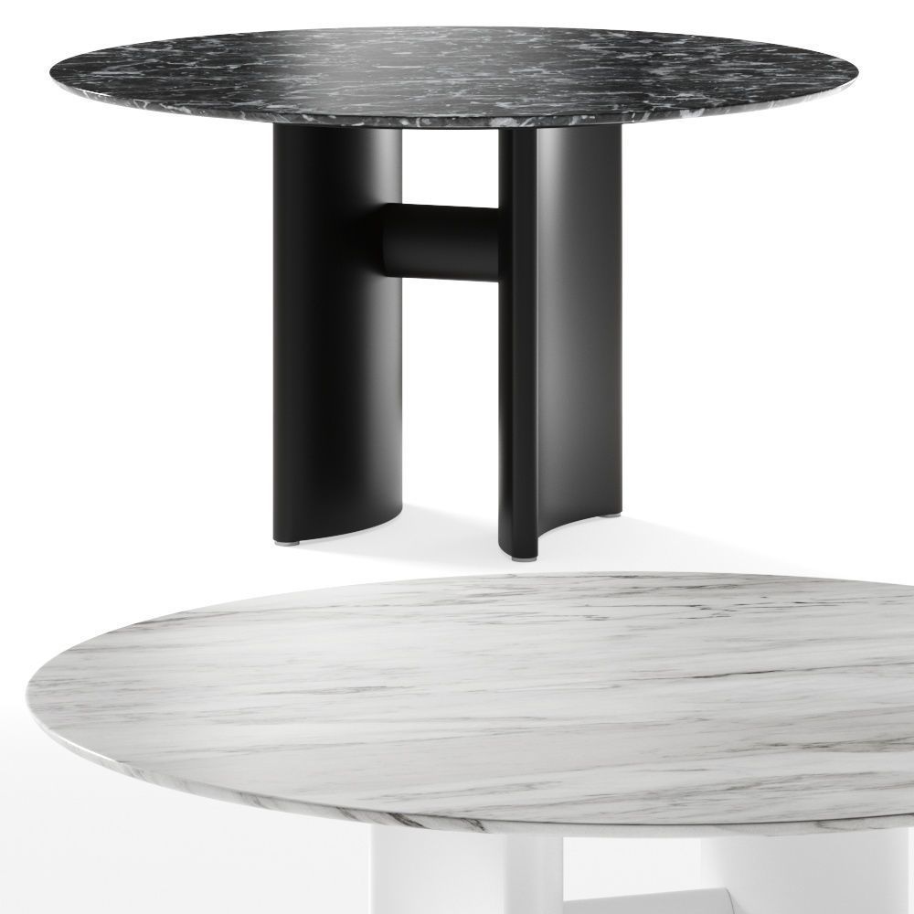 Porada Beam Round Dining Table with Marble Top 3D model | CGTrader