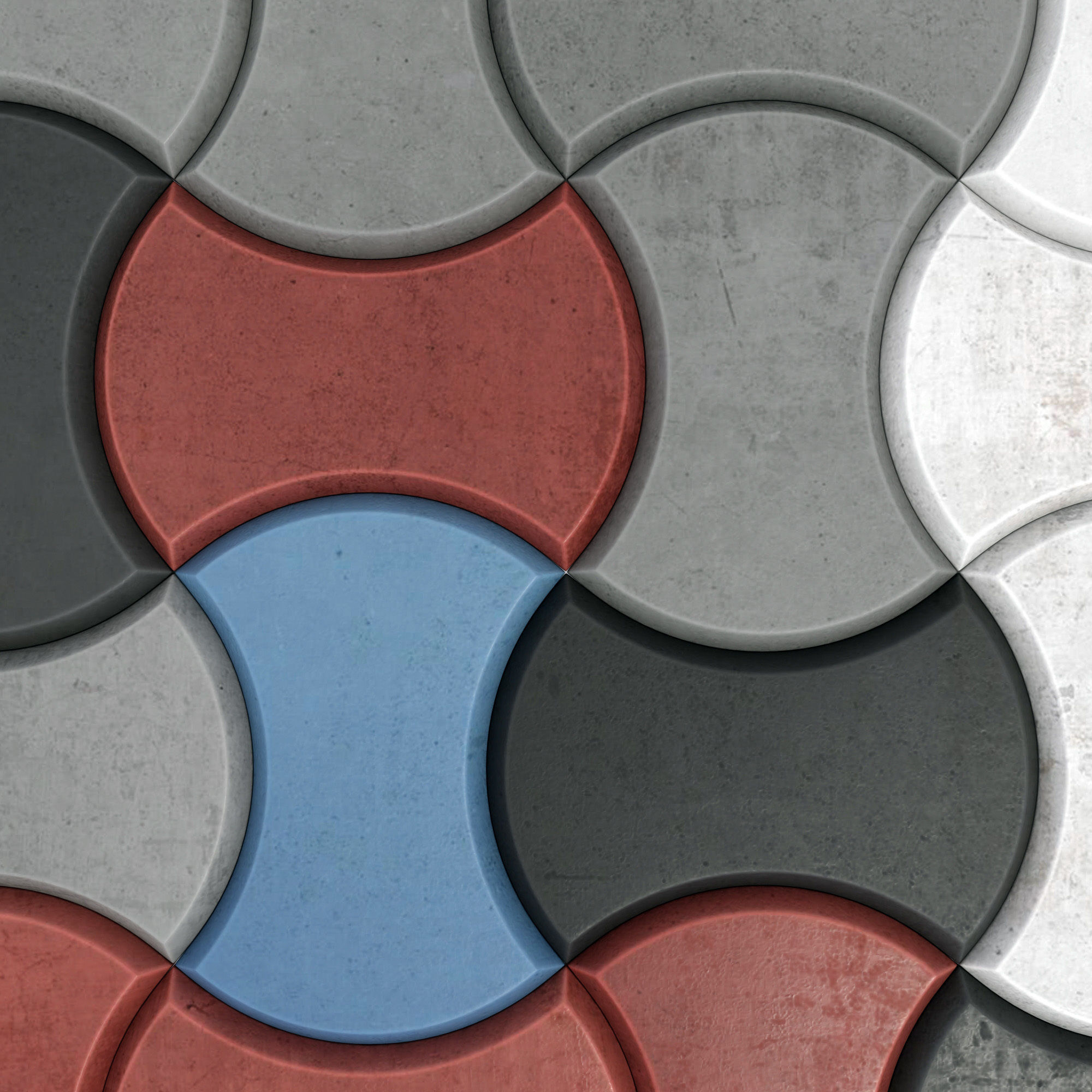 Paving stone color half Circle n2 3D model | CGTrader