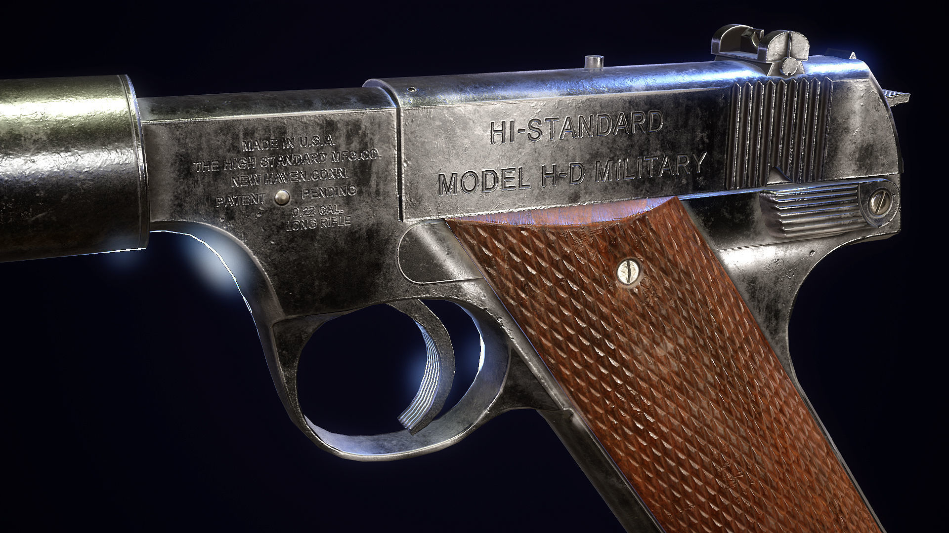 3D model High Standard HDM - WW2 USA Pistol - Game ready PBR 3D model ...