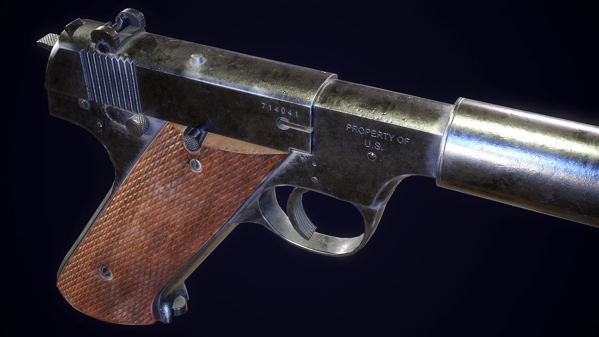 3D model High Standard HDM - WW2 USA Pistol - Game ready PBR 3D model ...