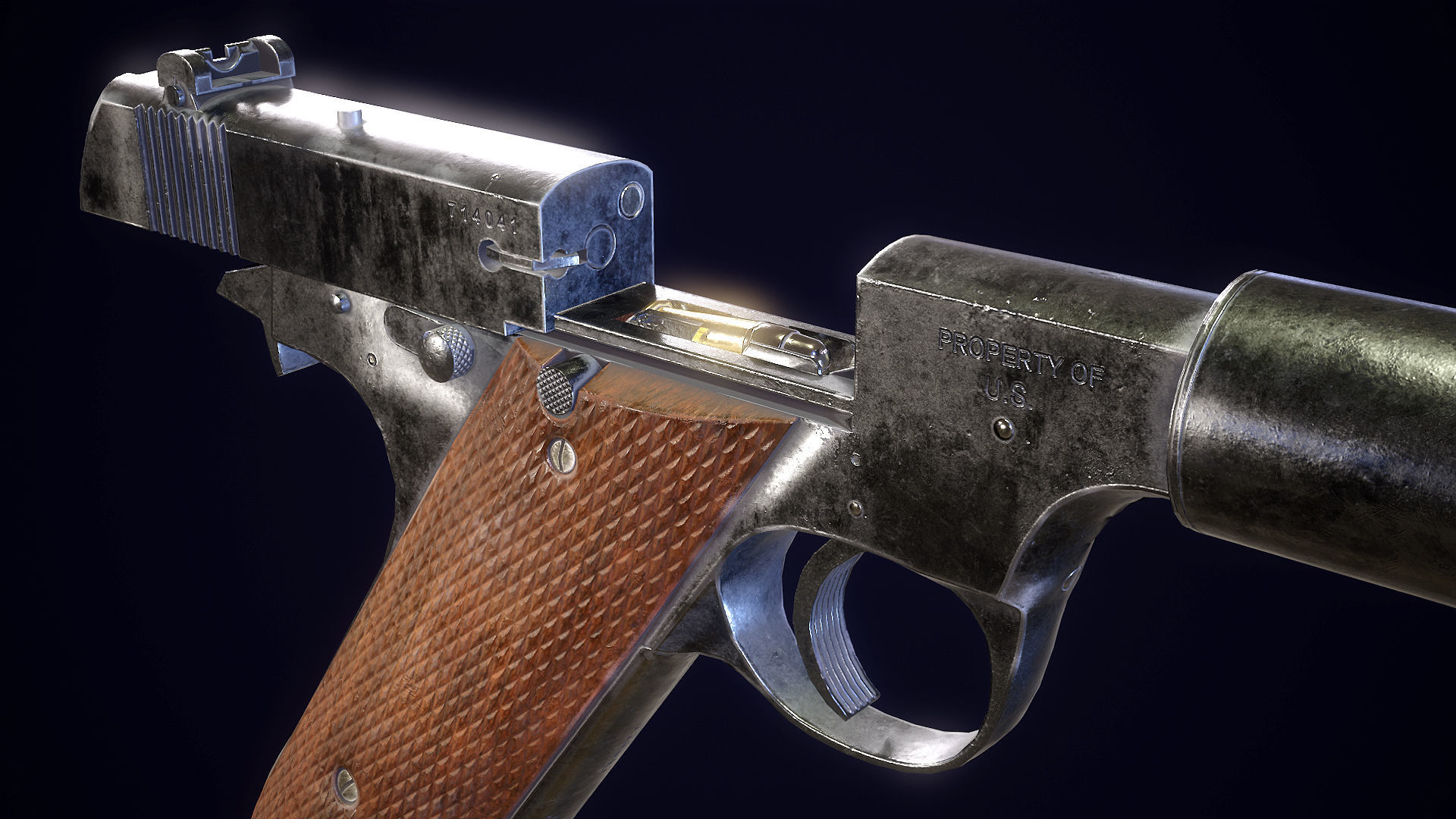 3D model High Standard HDM - WW2 USA Pistol - Game ready PBR 3D model ...