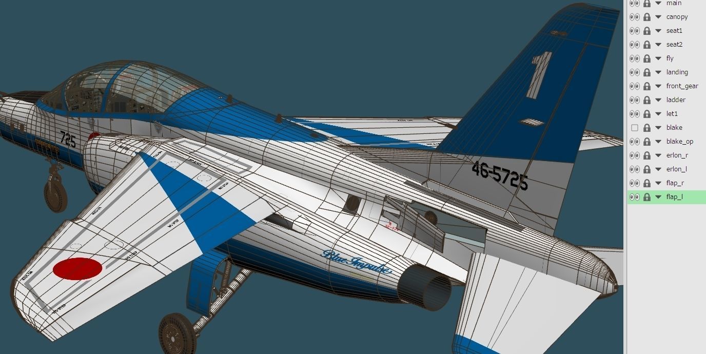 JASDF T 4 Blue Impulse aerobatic demonstration team 3D model | CGTrader