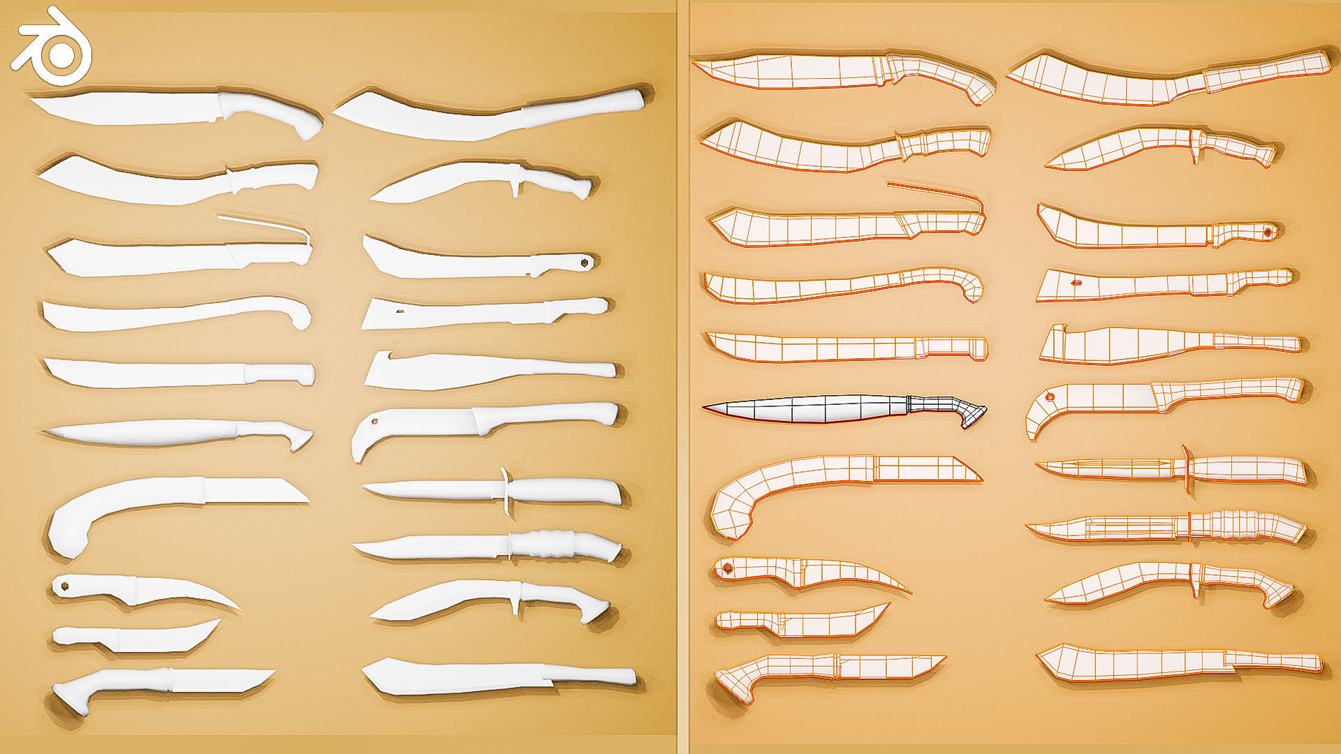 Knife Base Meshes - Low Poly 3D model | CGTrader