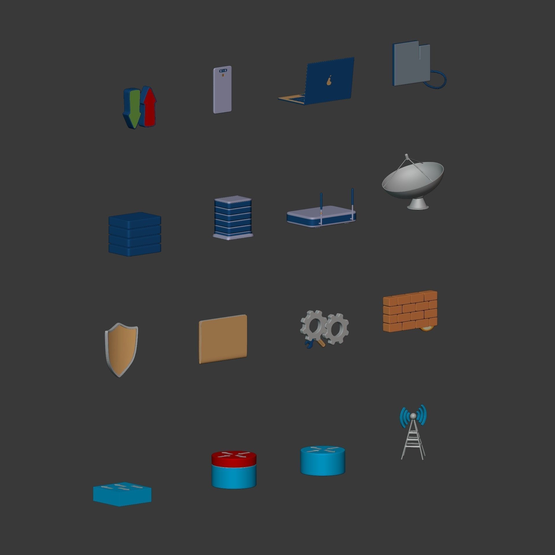 3D model Network Icons Pack VR / AR / low-poly | CGTrader