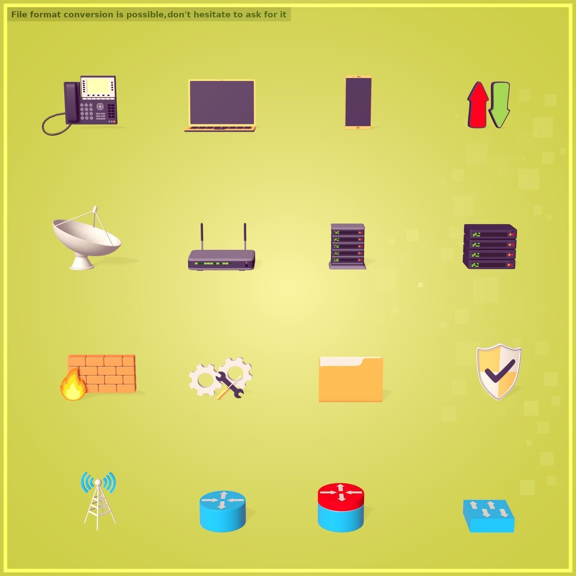 3D model Network Icons Pack VR / AR / low-poly | CGTrader
