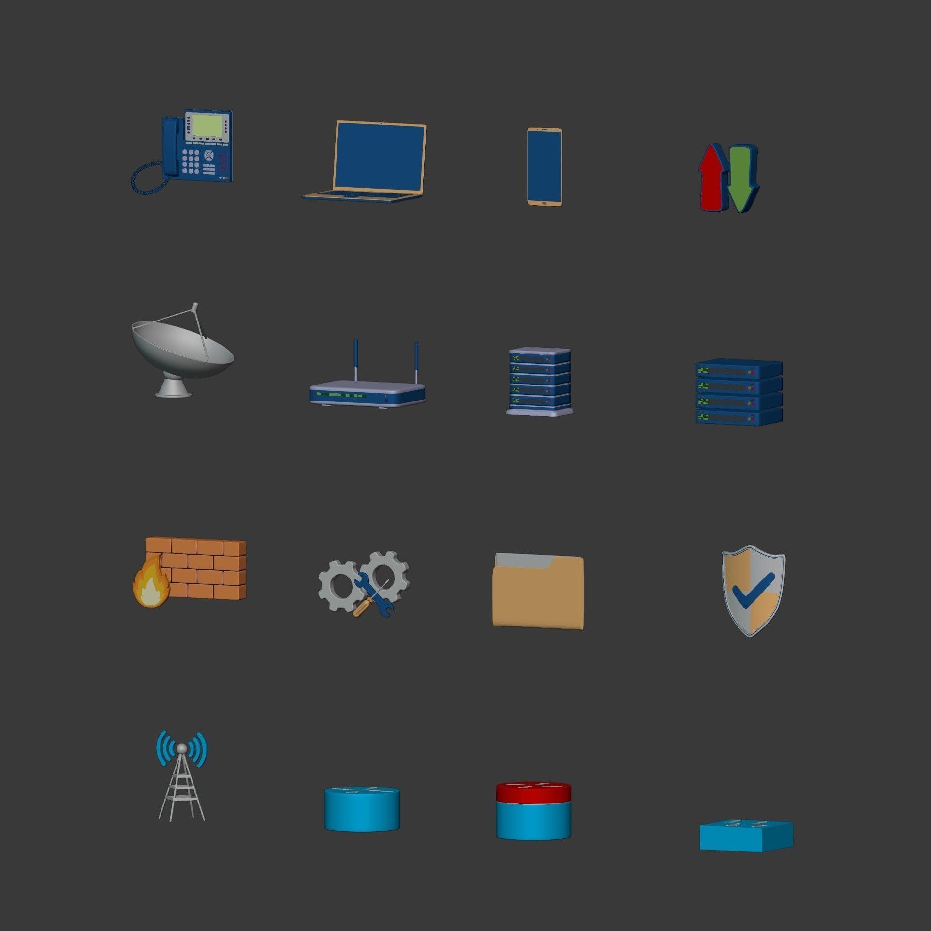 3D model Network Icons Pack VR / AR / low-poly | CGTrader