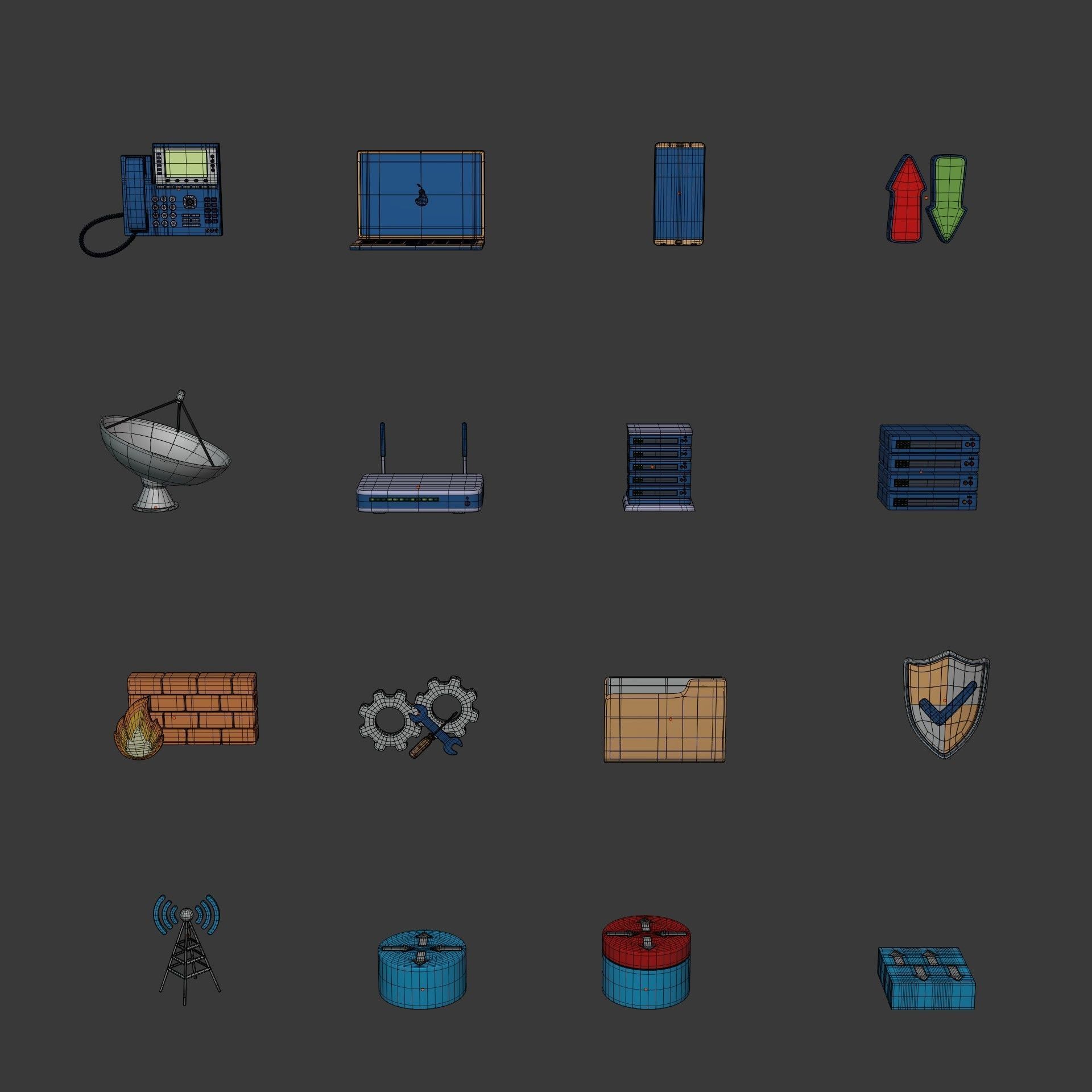 3D model Network Icons Pack VR / AR / low-poly | CGTrader