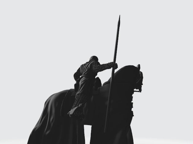 Medieval Mounted Crusader knight looking back 3D model 3D printable ...