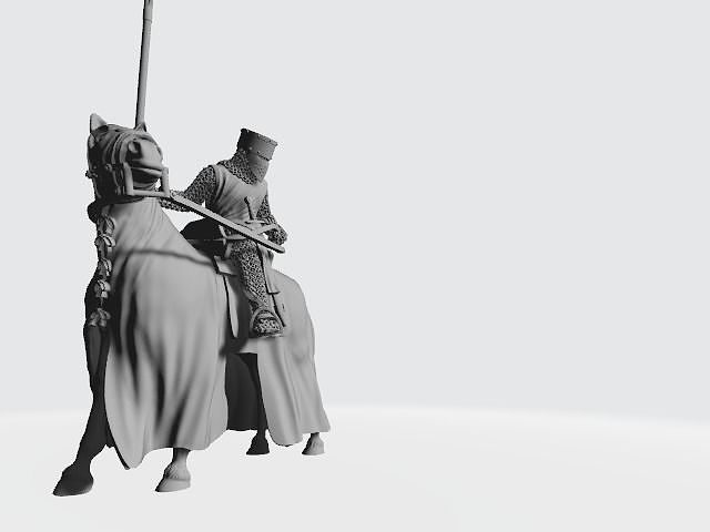 Medieval Mounted Crusader knight looking back 3D model 3D printable ...