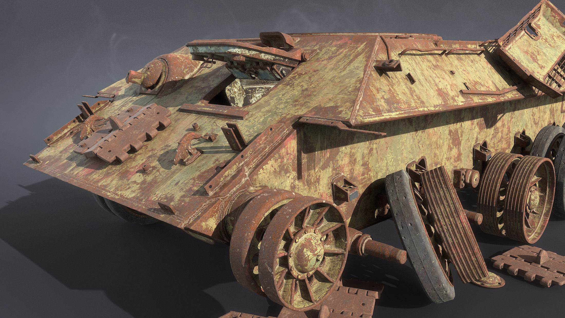 Tank T-34 Chassis Rusted 3D model | CGTrader
