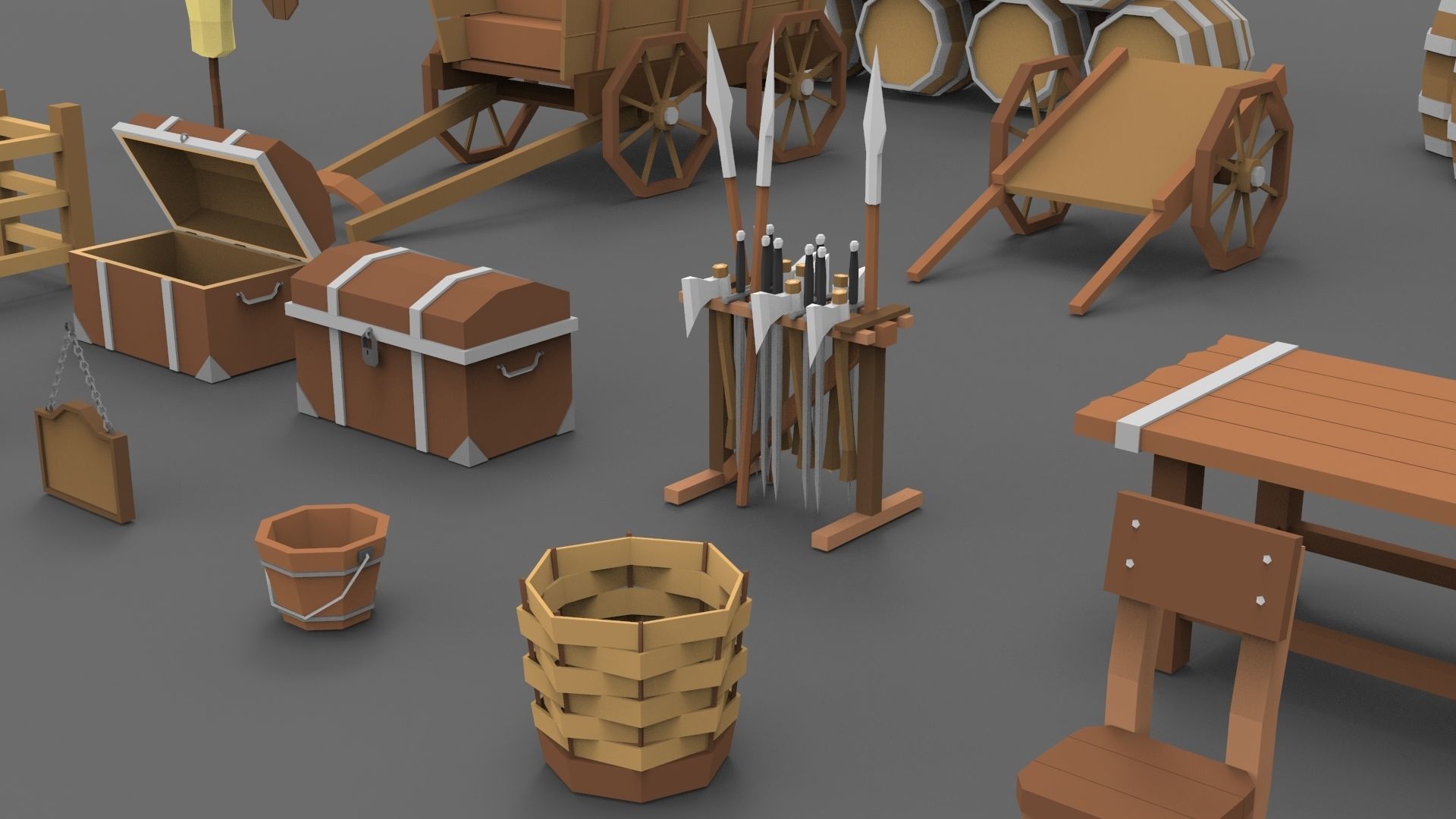 3D model Low Poly Medieval Exterior Pack Collection Low-poly 3D model ...