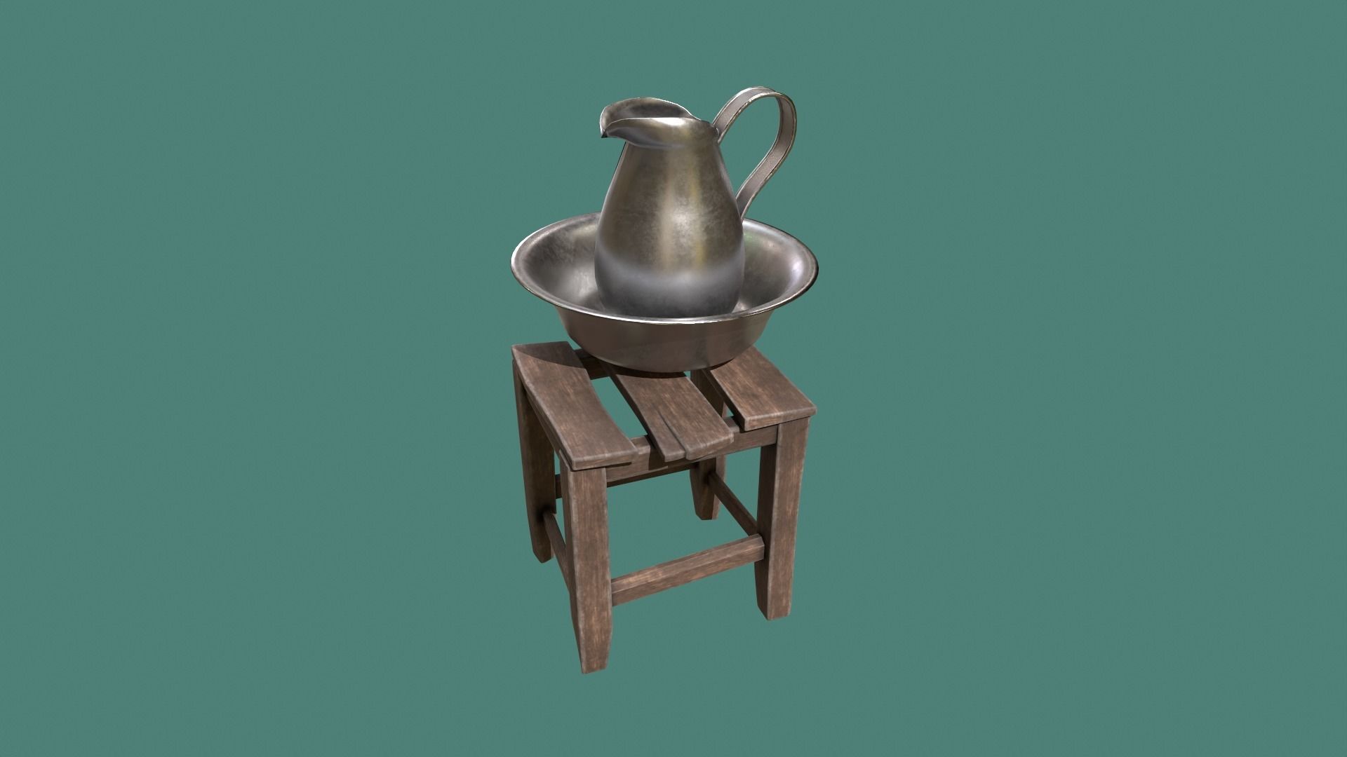 3D model Old Stool - Washbowl - Jar VR / AR / low-poly | CGTrader