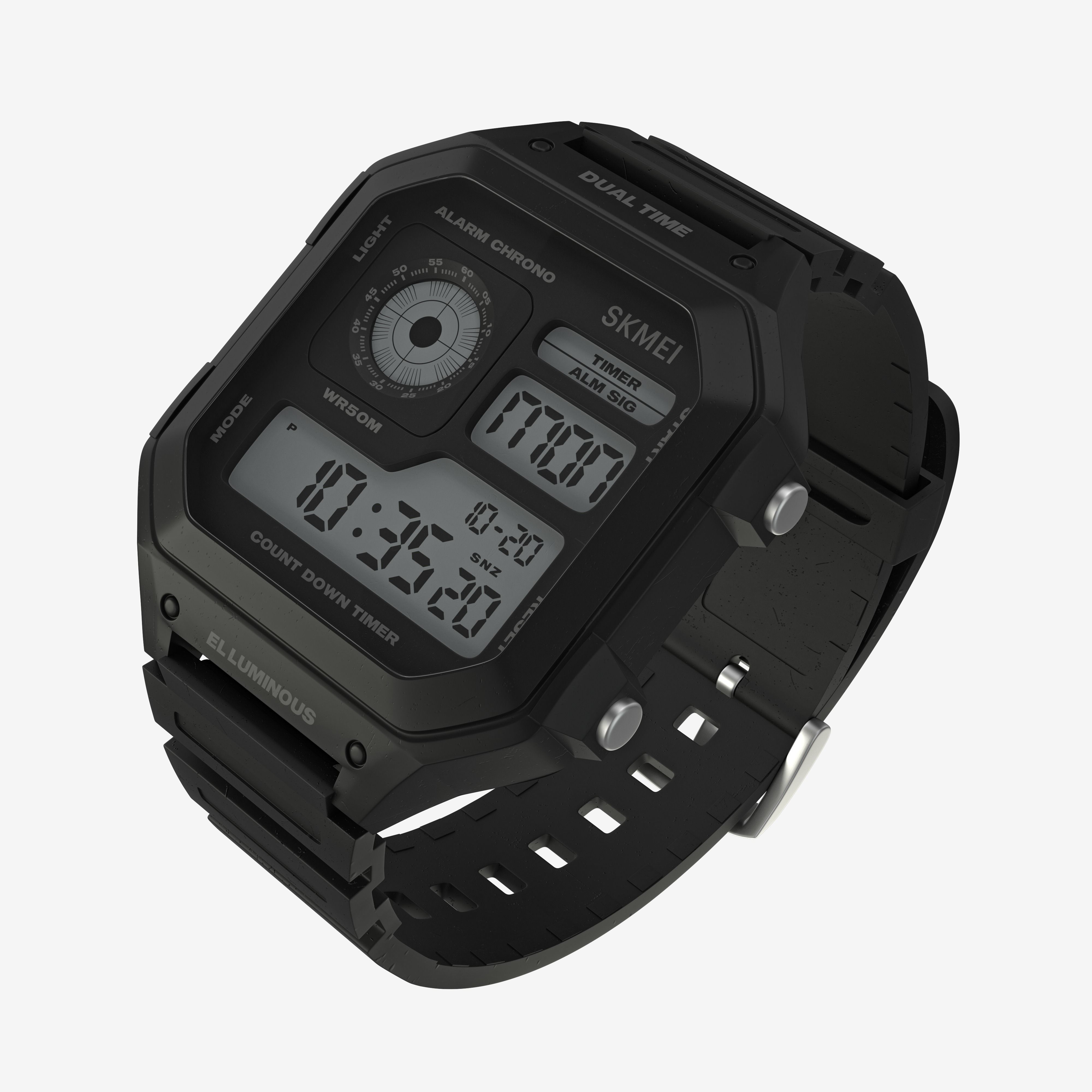 Skmei el luminous digital Watch 3D model free VR / AR / low-poly 3D model | CGTrader