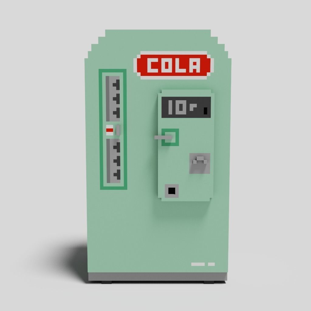 3D model Voxel Vintage Retro 1950s Cola Vending Machine VR / AR / low ...