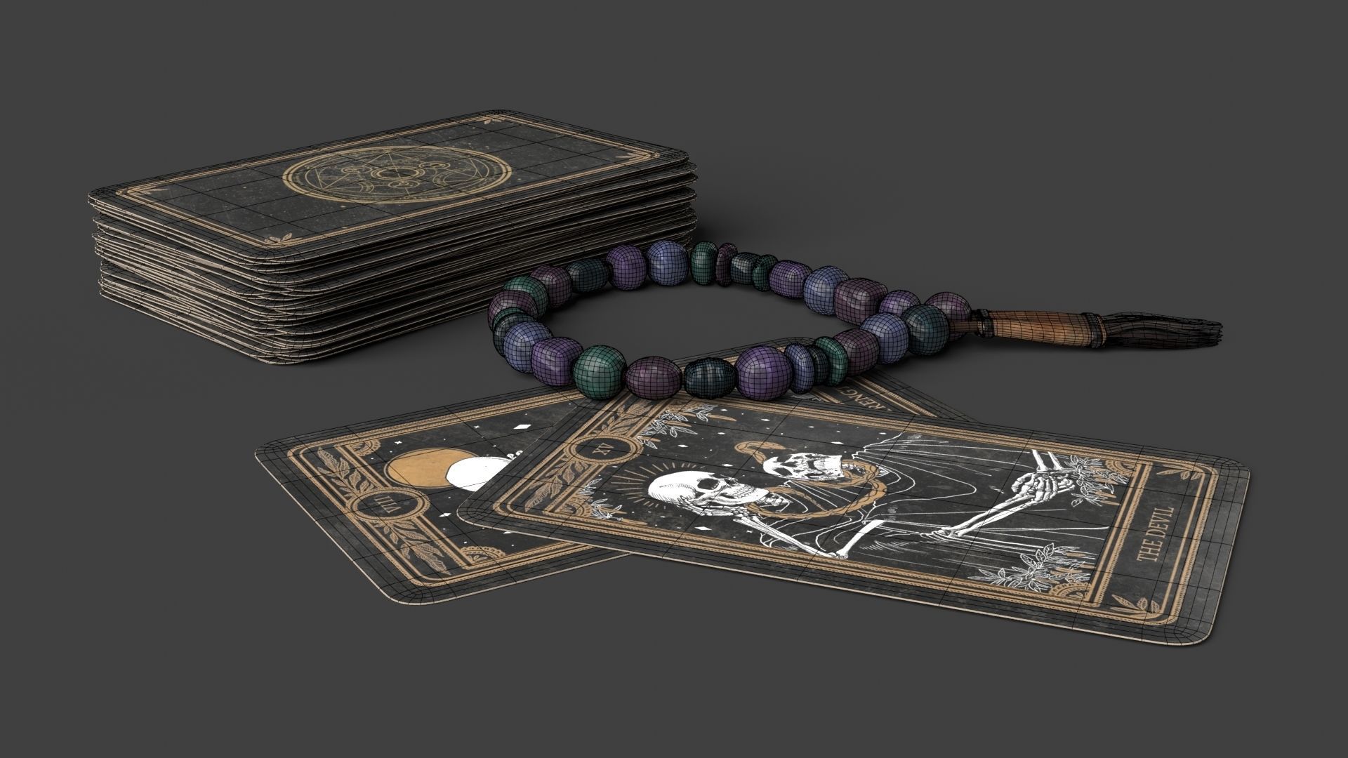 Tarot Cards and Beads 3D model | CGTrader