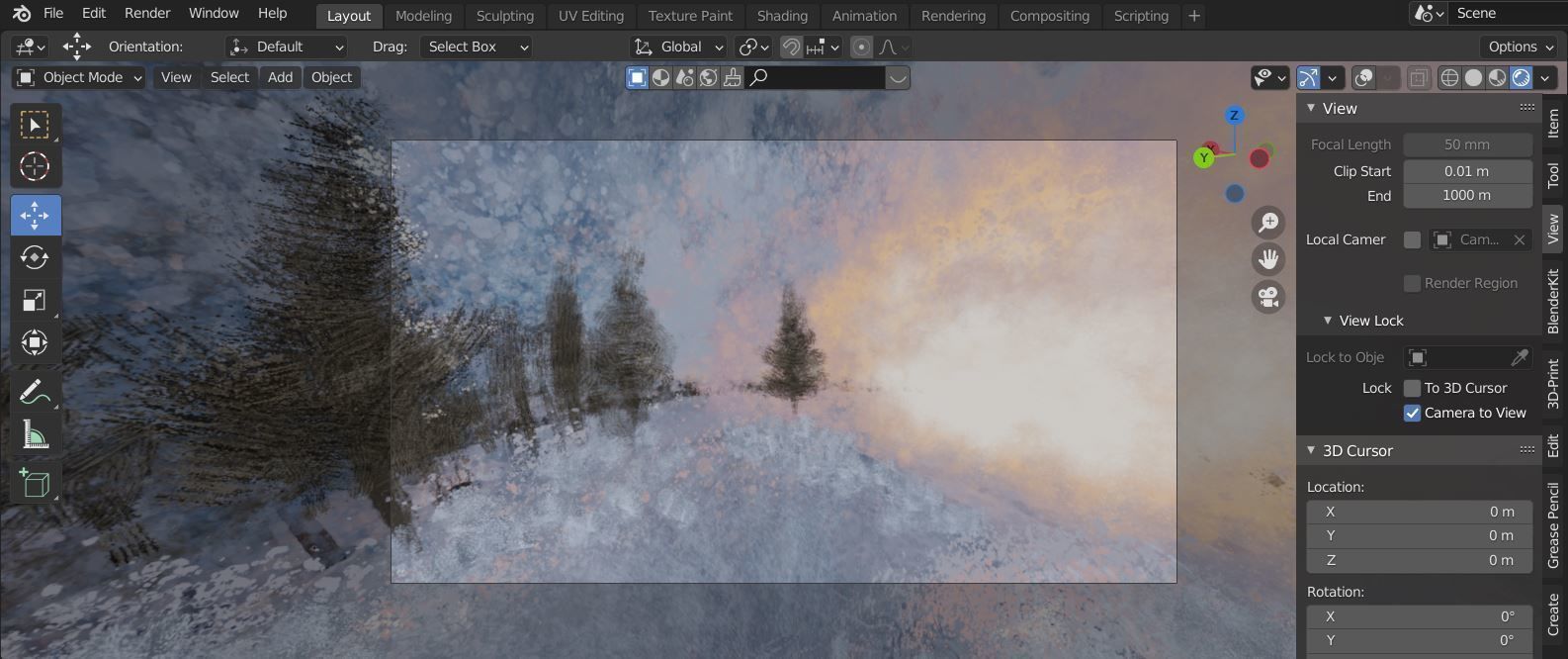 3D model 360 VR Panoramic Skybox equirectangular handpainted snow ...