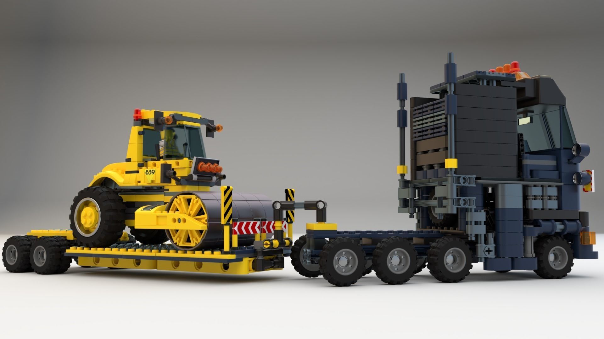 Lego Truck and Dozer with two drivers 3D model rigged | CGTrader