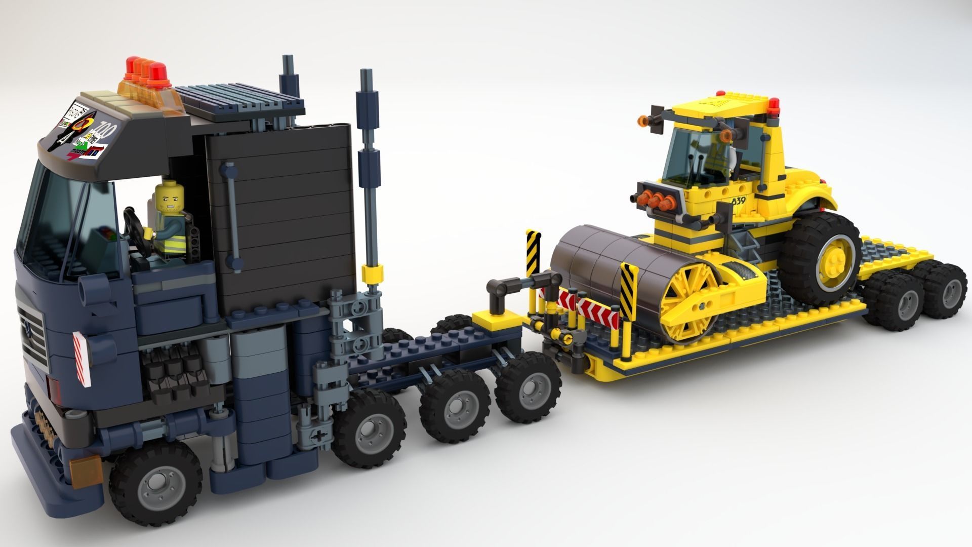 Lego Truck and Dozer with two drivers 3D model rigged | CGTrader