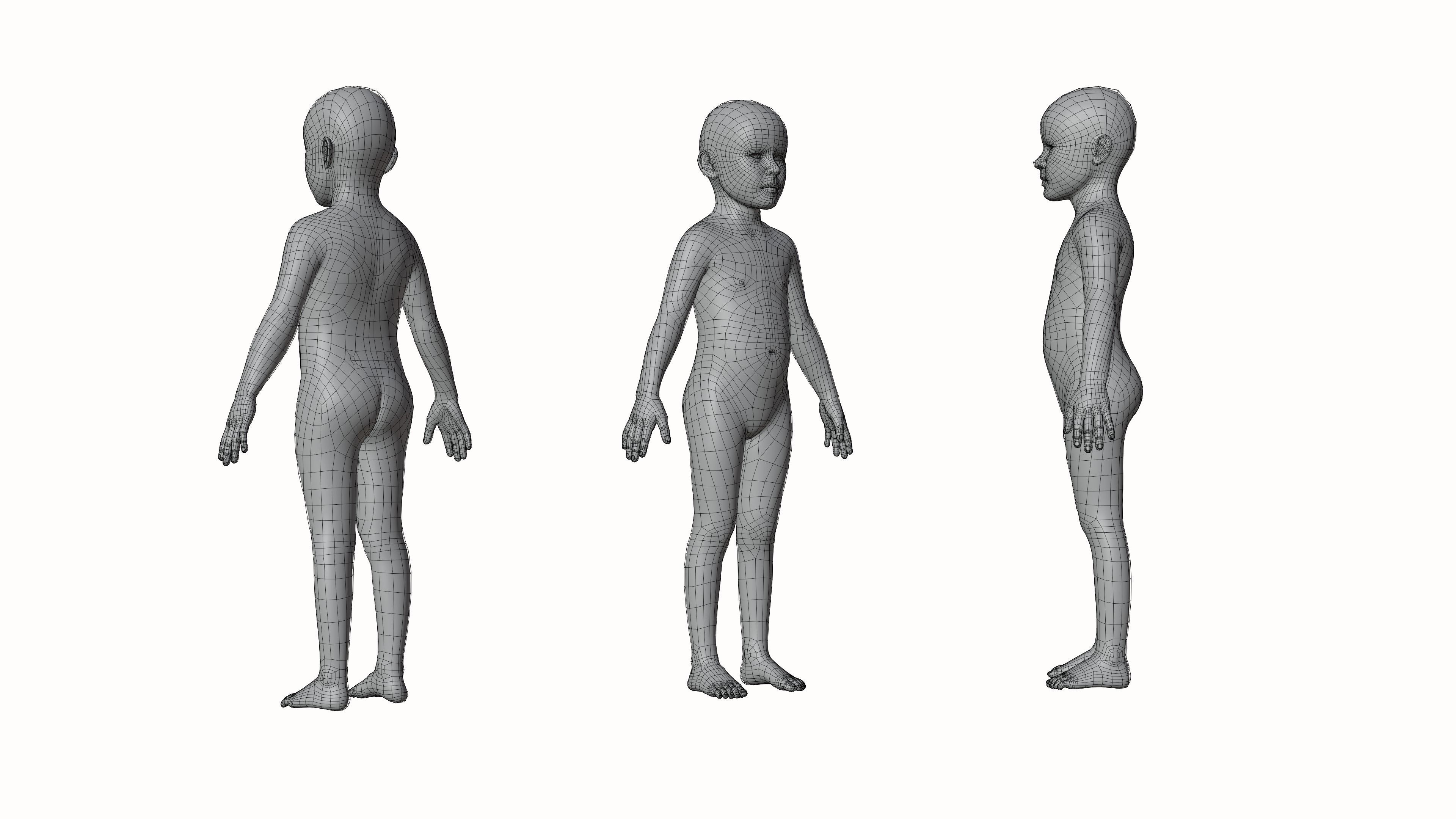Child base mesh low poly 3D model | CGTrader