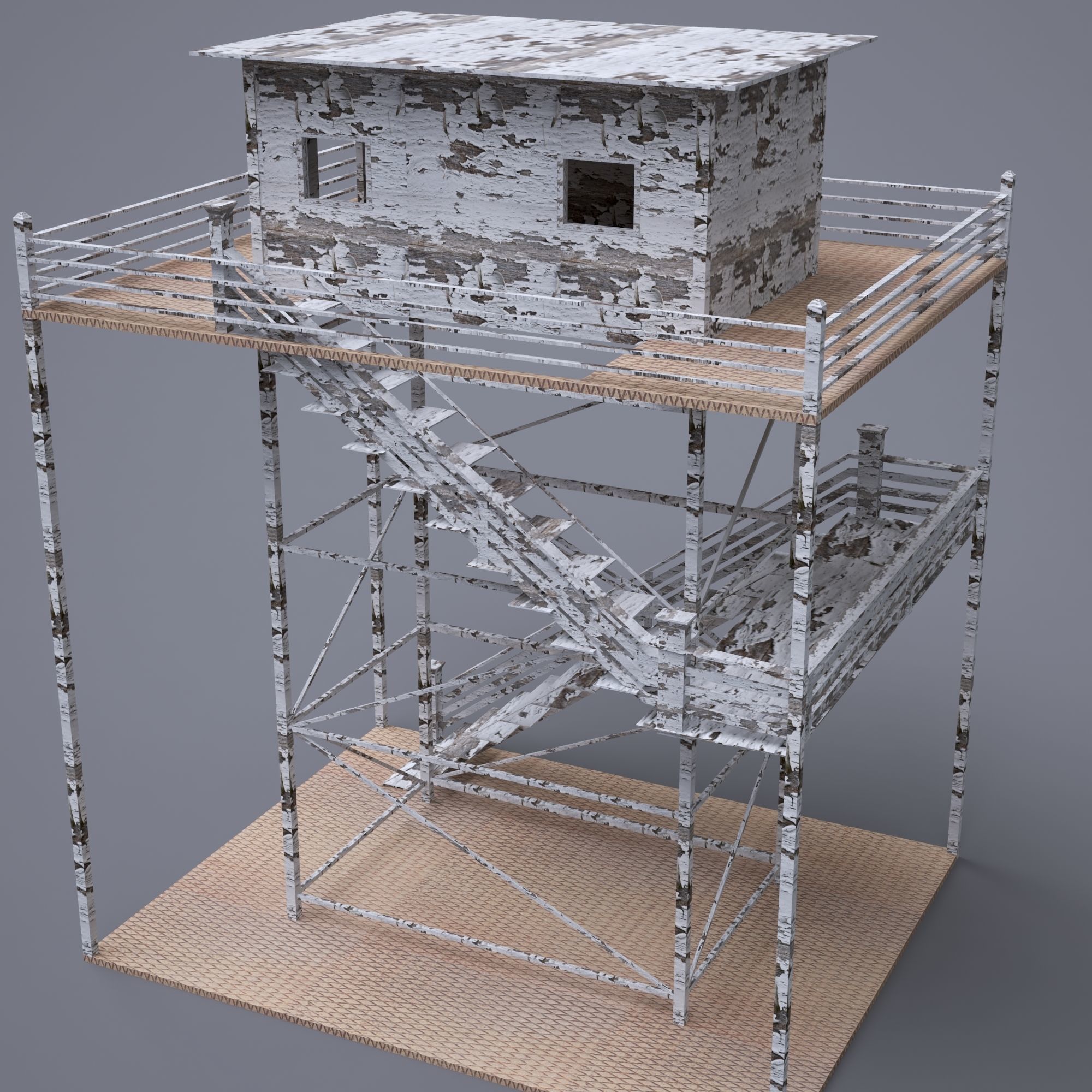 3D model Military Watch Tower Game Model Low poly VR / AR / low-poly ...