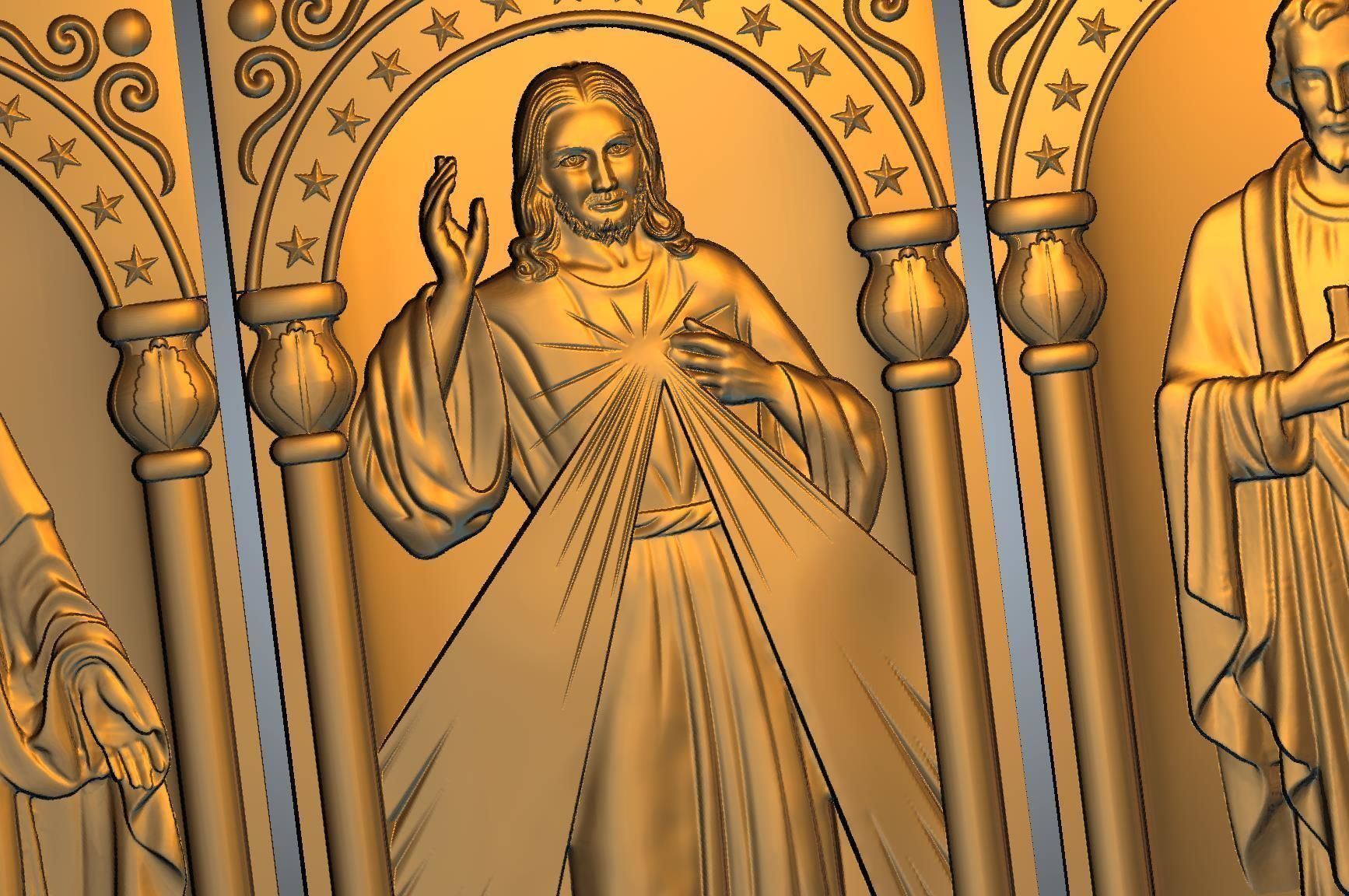 polygon 3D model three golden statues of jesus 3D model 3D printable ...