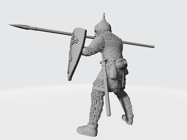Medieval Russian Heavy infantry with spear 3D model 3D printable | CGTrader