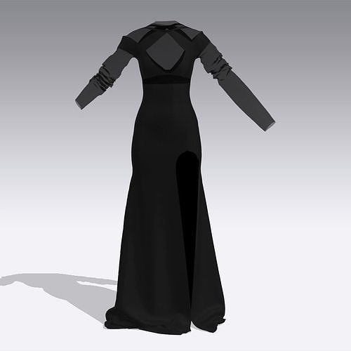 DRESS SLIT LONG LACE DRESS 3D model | CGTrader